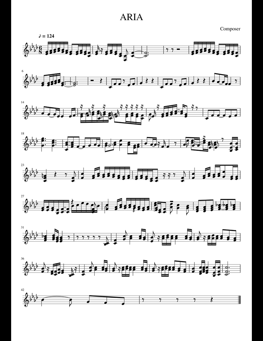 ARIA sheet music for Piano download free in PDF or MIDI