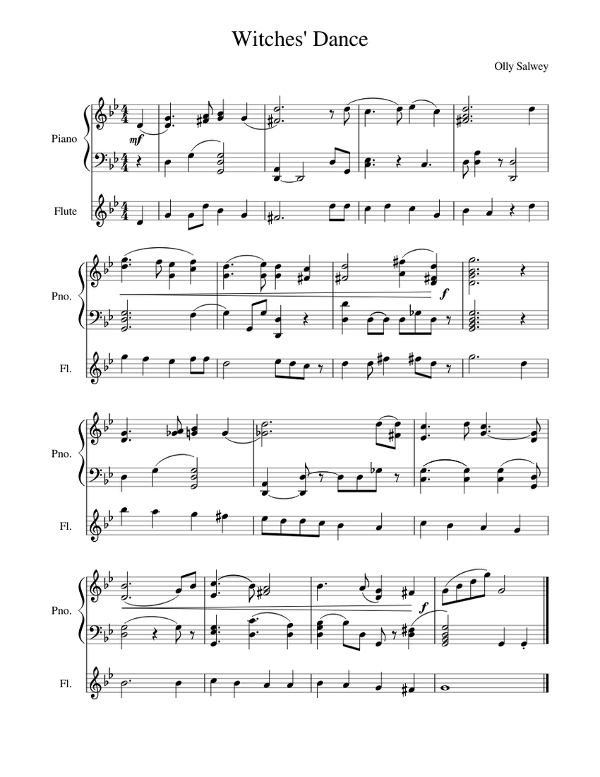 Witches' Dance Sheet music for Piano, Flute | Download free in PDF or ...