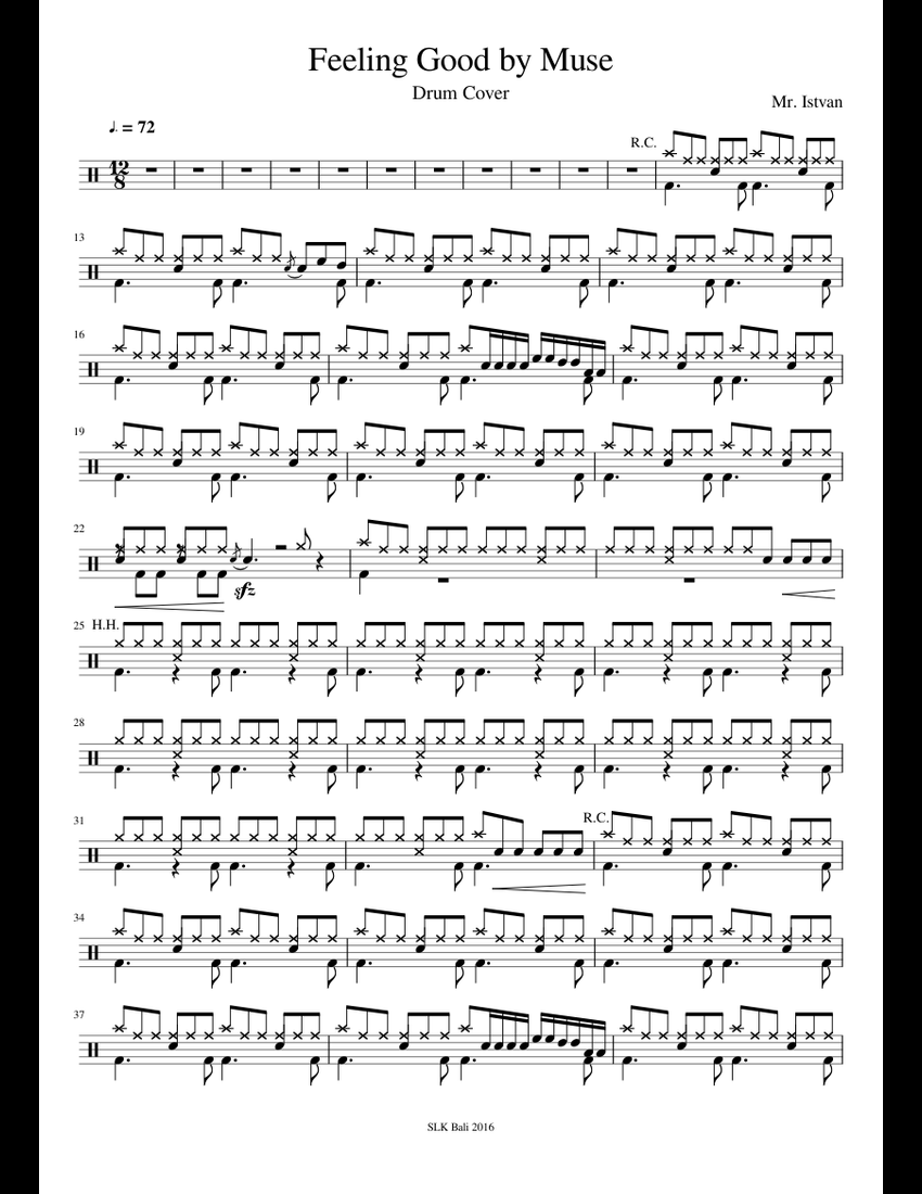 Feeling Good Drum Cover sheet music for Percussion download free in PDF ...