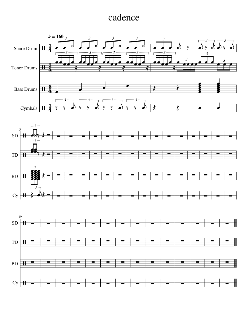 Improved Cadence Sheet music for Percussion | Download free in PDF or ...