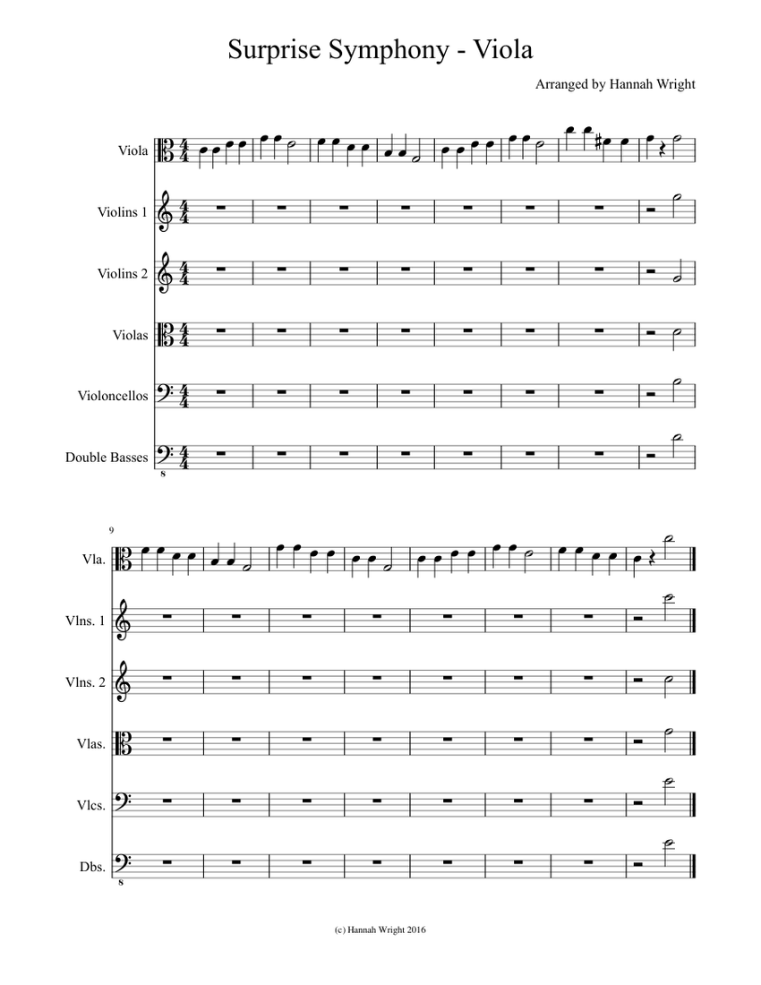 Surprise Symphony (Viola - by Hannah) Sheet music for Viola (Solo ...