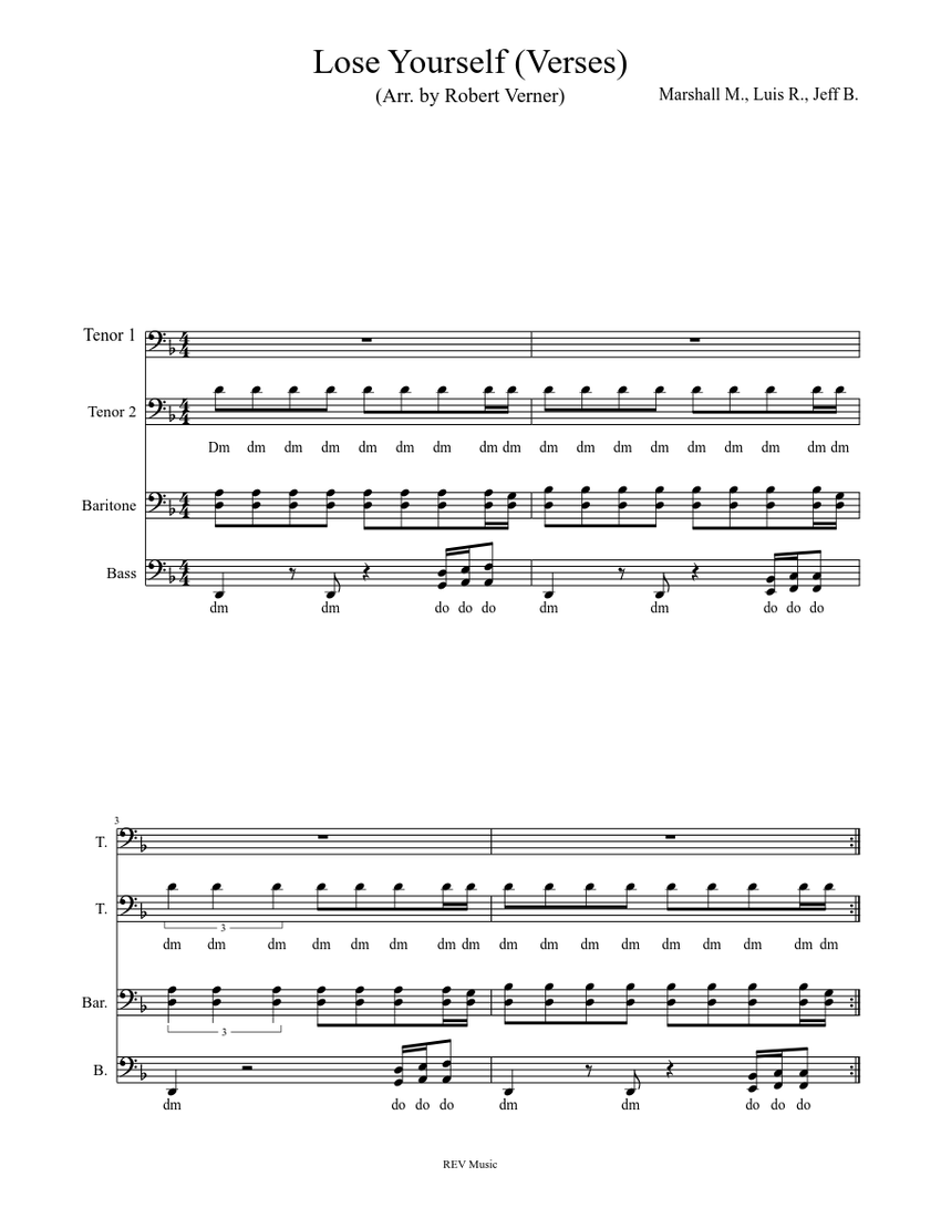 Lose Yourself Accapella (Verses) Sheet music for Piano | Download free ...