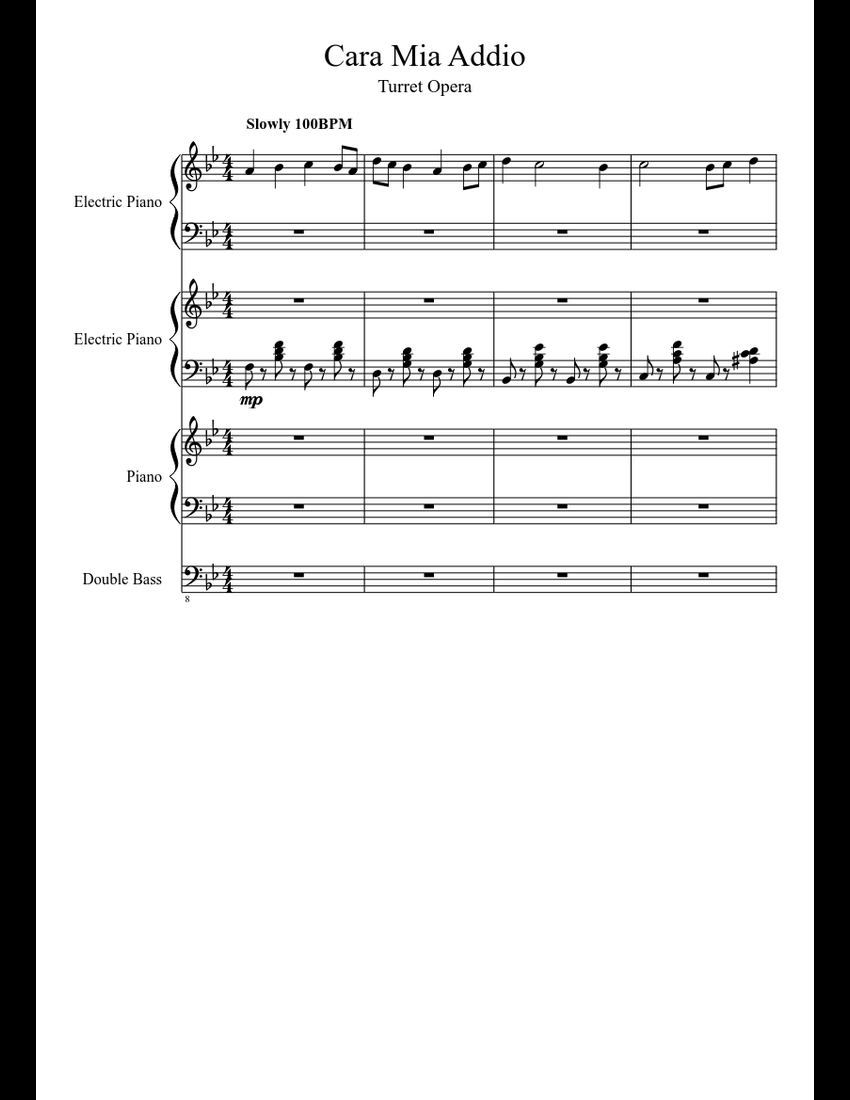 Cara Mia Addio sheet music download free in PDF or MIDI