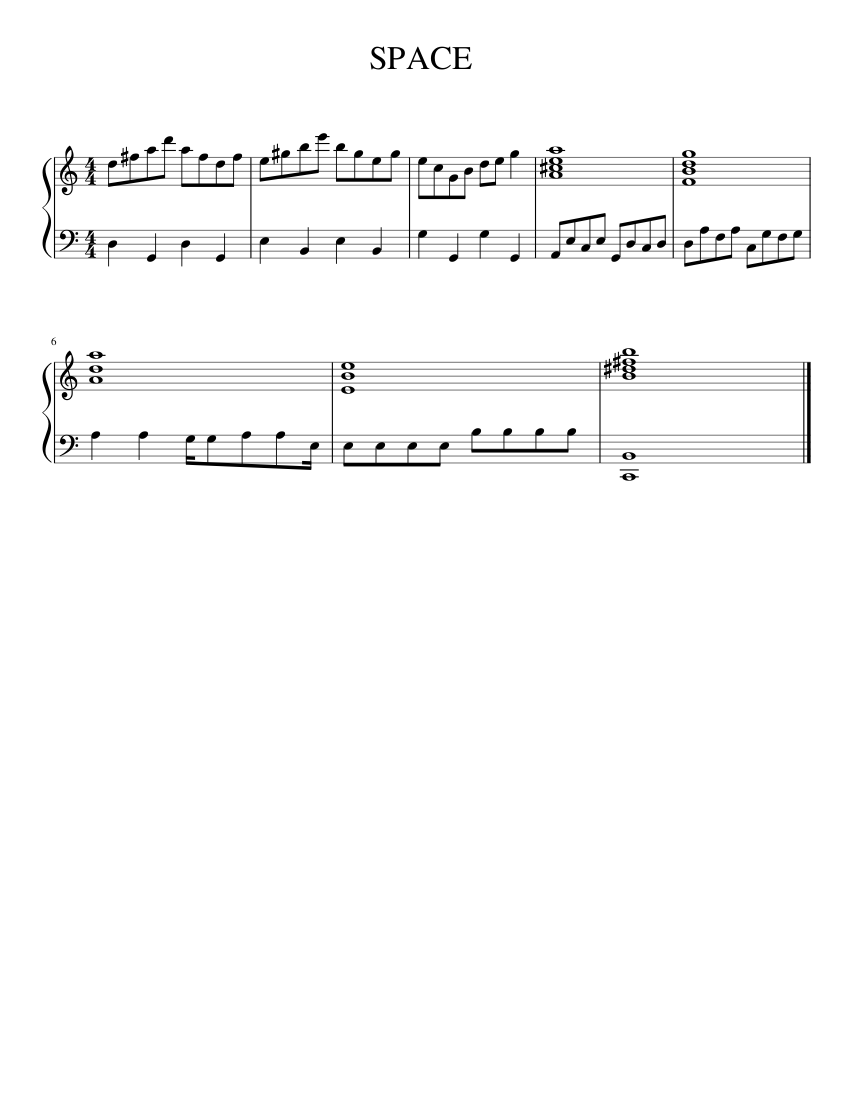 SPACE Sheet music for Piano | Download free in PDF or MIDI | Musescore.com