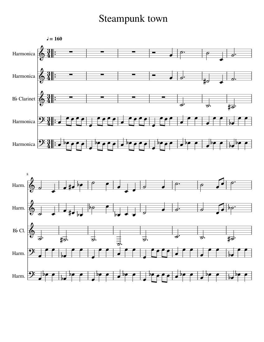Steampunk town Sheet music for Clarinet (In B Flat), Harmonica (Mixed ...