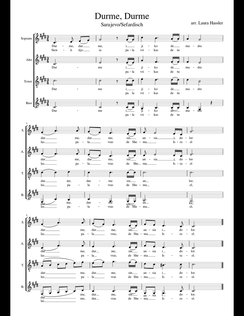Durme, Durme sheet music for Keyboard download free in PDF or MIDI