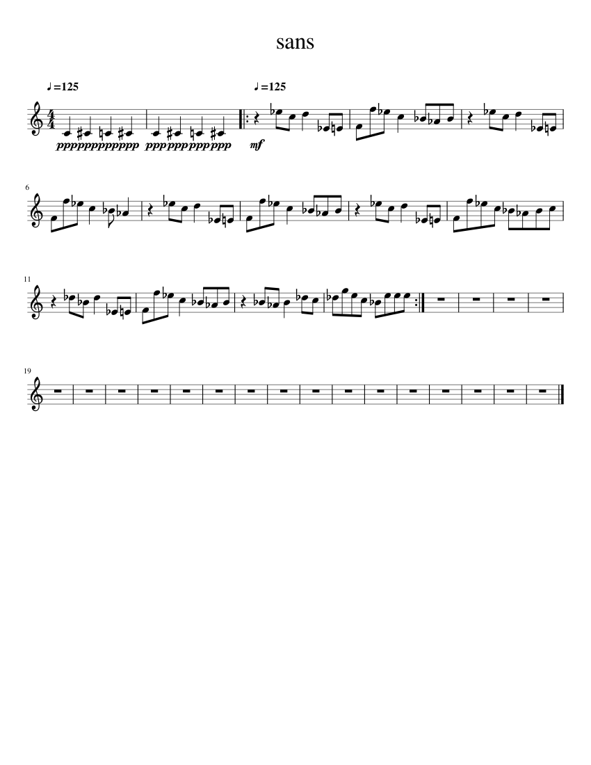 sans sheet music for Alto Saxophone download free in PDF or MIDI