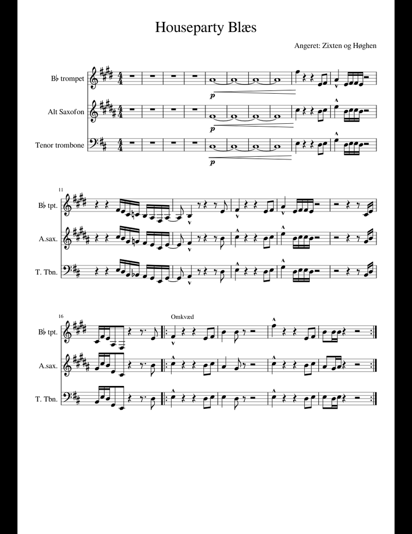 House Party Nils Landgren sheet music for Trumpet, Alto Saxophone, Trombone download free in PDF ...