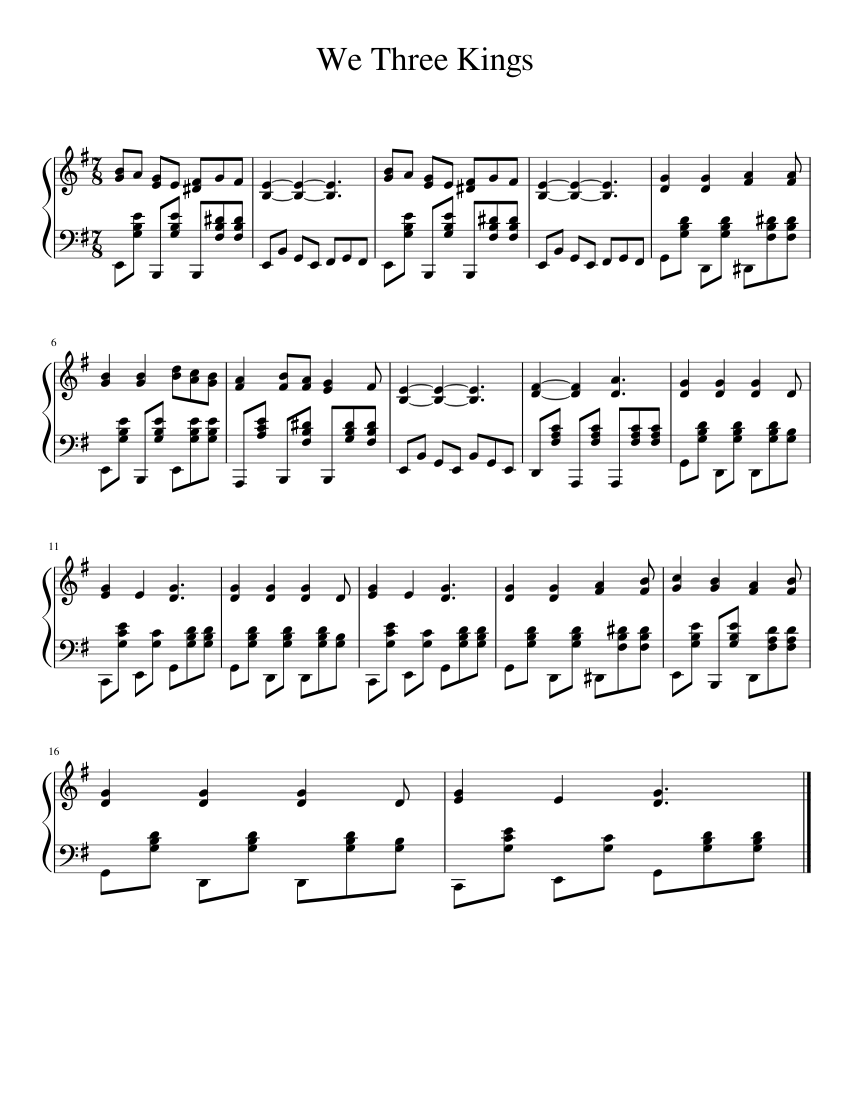 We Three Kings Sheet music for Piano | Download free in PDF or MIDI ...