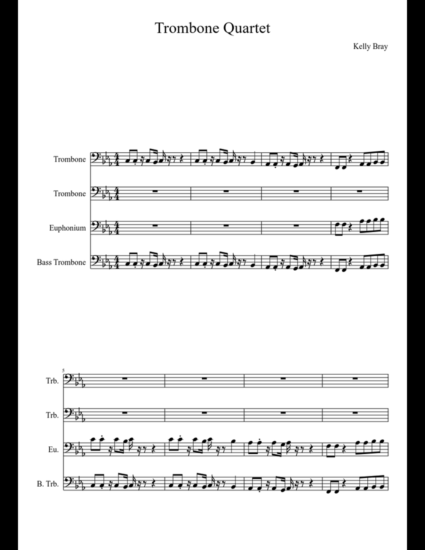 Trombone Quartet sheet music for Trombone, Tuba download free in PDF or ...