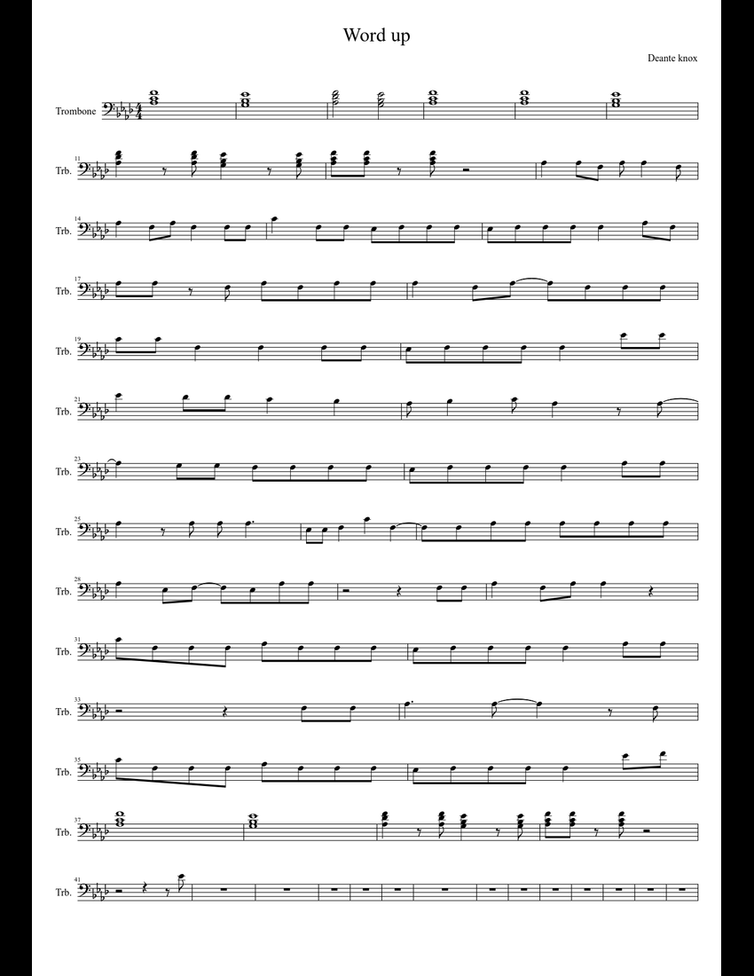 Word up sheet music for Trombone download free in PDF or MIDI