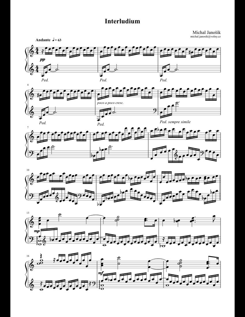 Interludium sheet music for Piano download free in PDF or MIDI