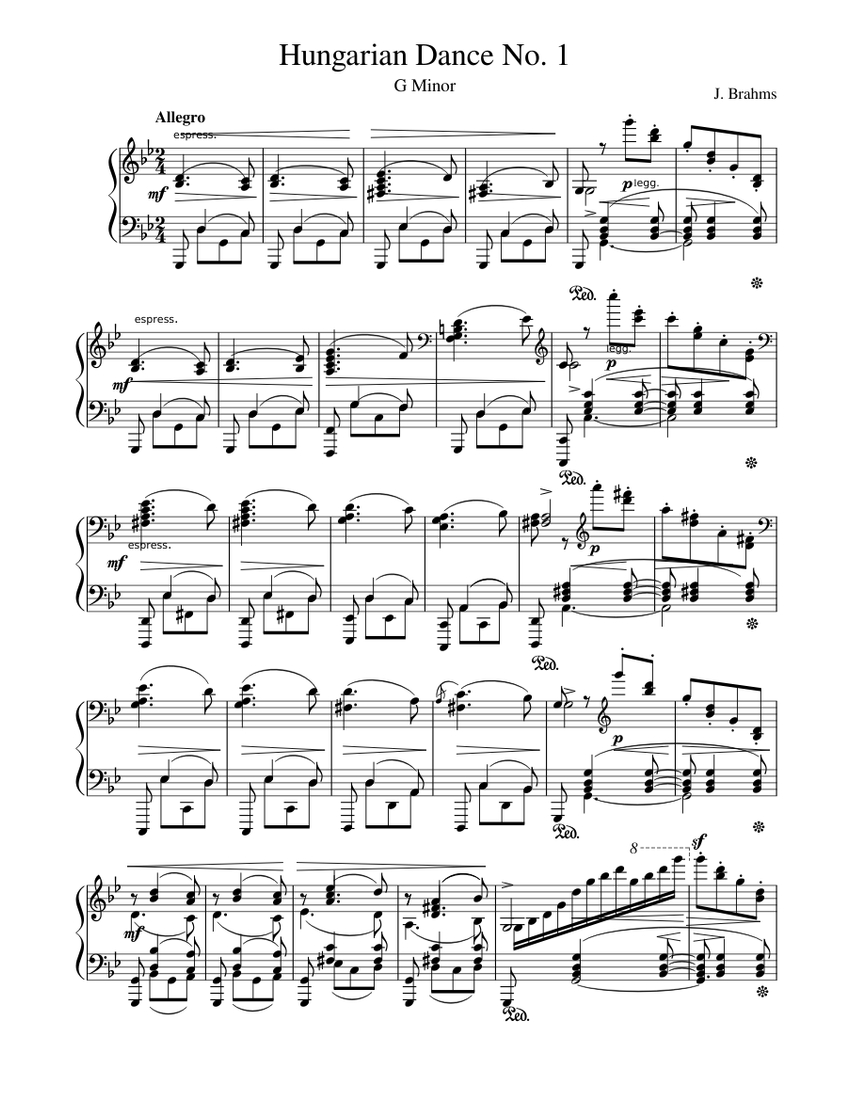 Hungarian Dance No. 1 Sheet music for Piano | Download free in PDF or ...