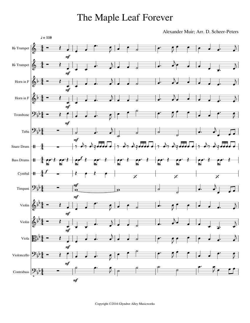 The Maple Leaf Forever Sheet music for Trumpet (In B Flat), Violin ...
