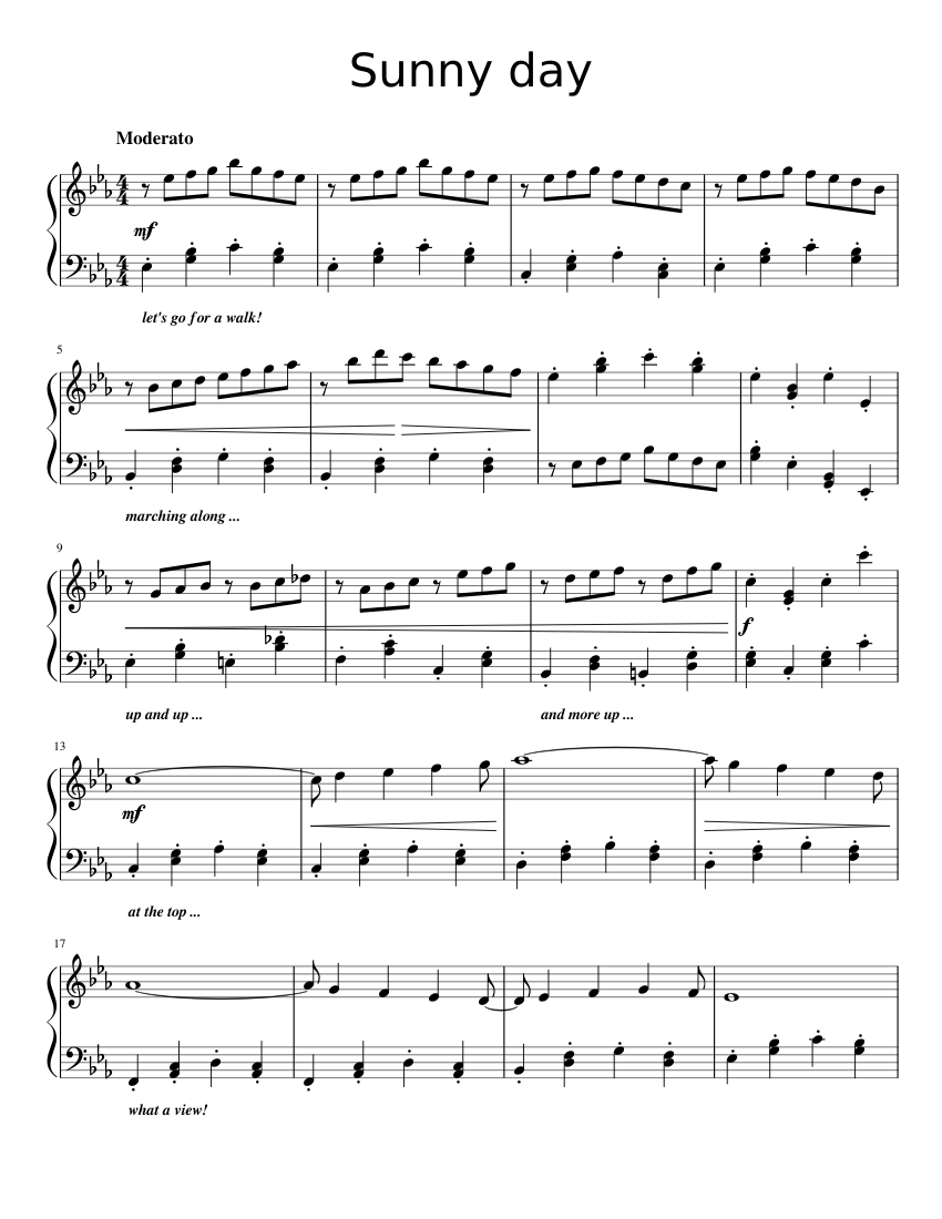 Sunny day sheet music for Piano download free in PDF or MIDI