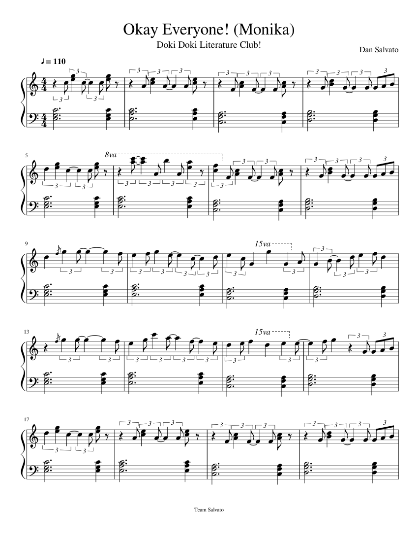 Okay Everyone! (Monika) sheet music for Piano download free in PDF or MIDI