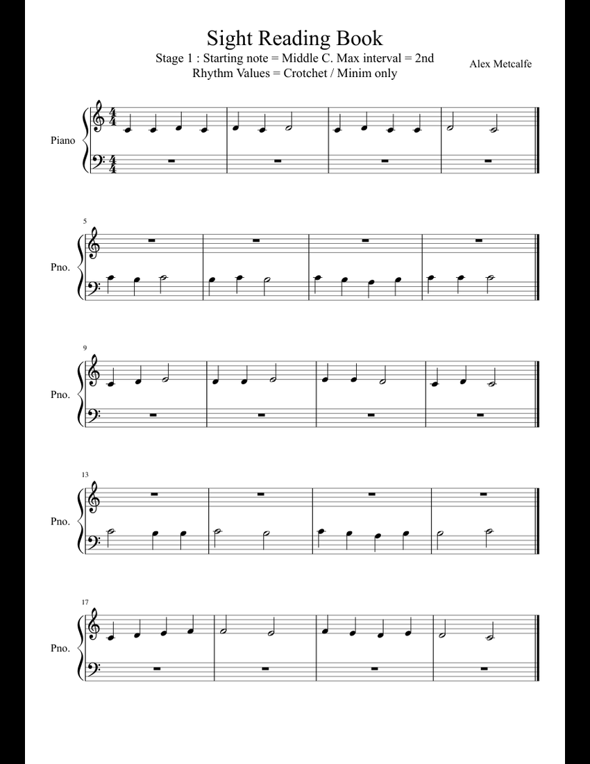 Sight Reading Book Sheet Music For Piano Download Free In PDF Or MIDI Sight Reading Book Sheet Music For Piano Download Free In PDF Or MIDI