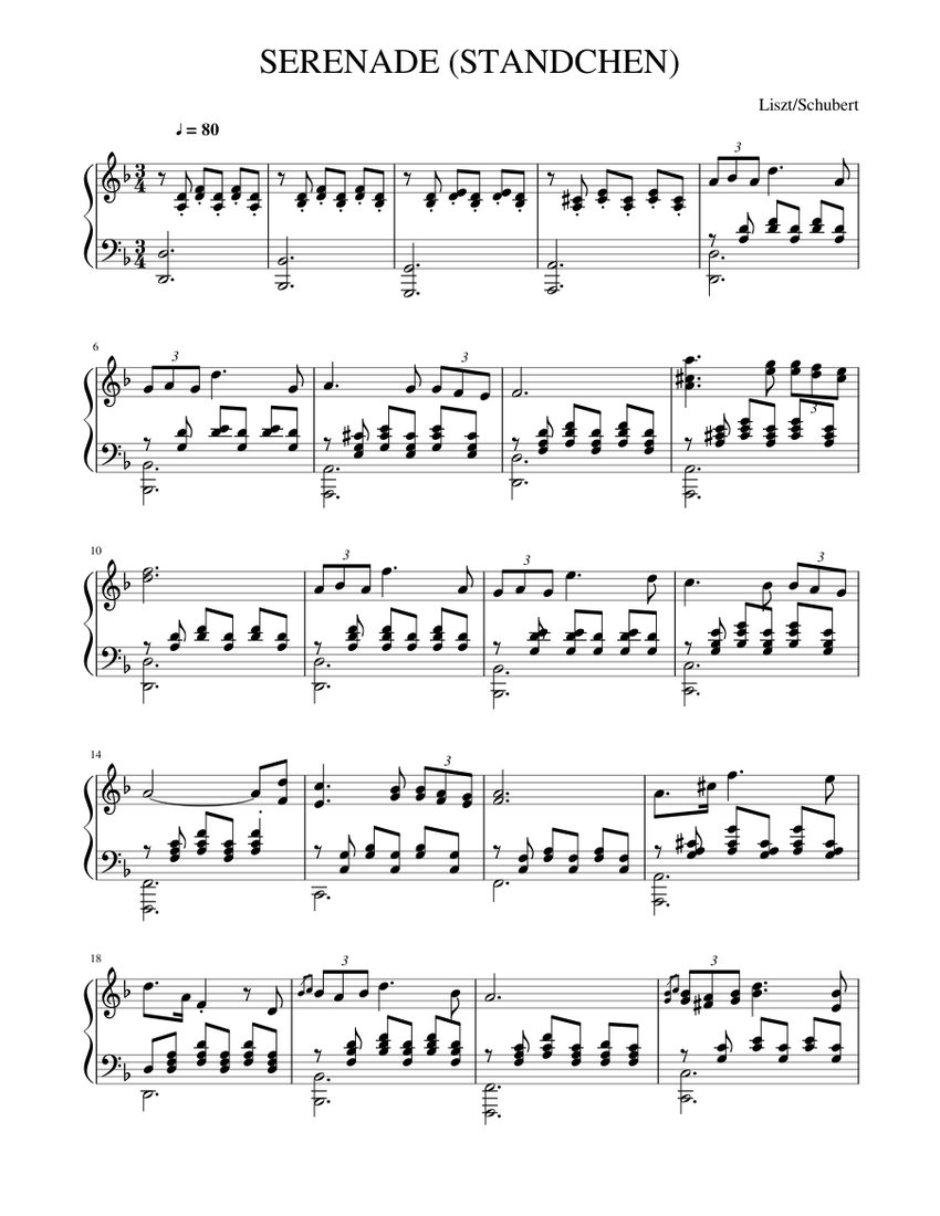 SERENADE STANDCHEN 2 16 Sheet music for Piano | Download free in PDF or ...