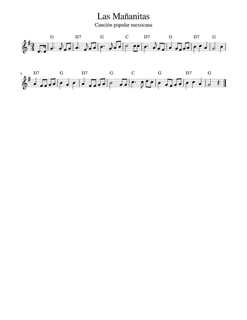 Las Mañanitas Sheet music for Piano | Download free in PDF or MIDI ...