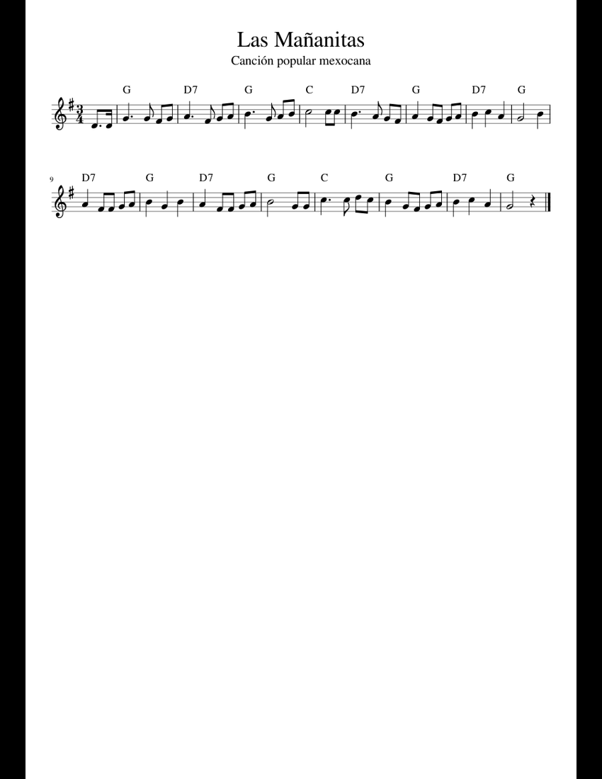Las Mañanitas sheet music for Piano download free in PDF or MIDI