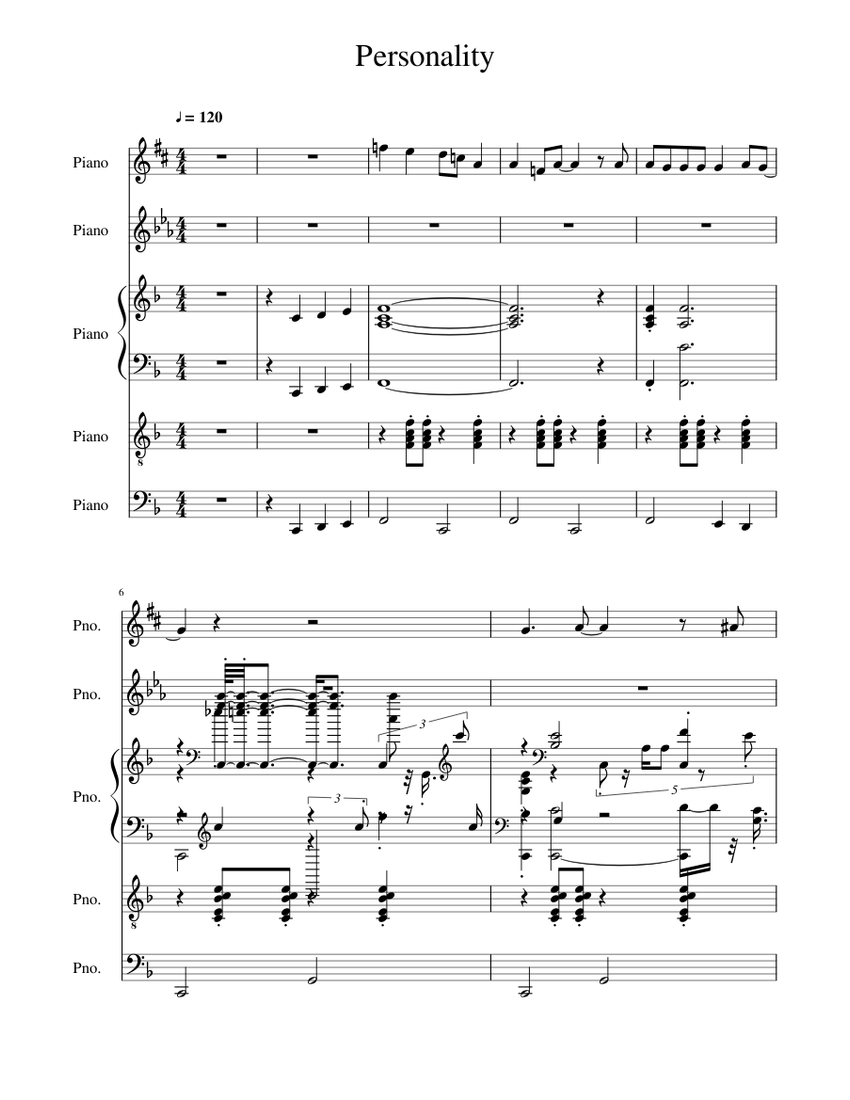 Personality Sheet music for Piano | Download free in PDF or MIDI ...