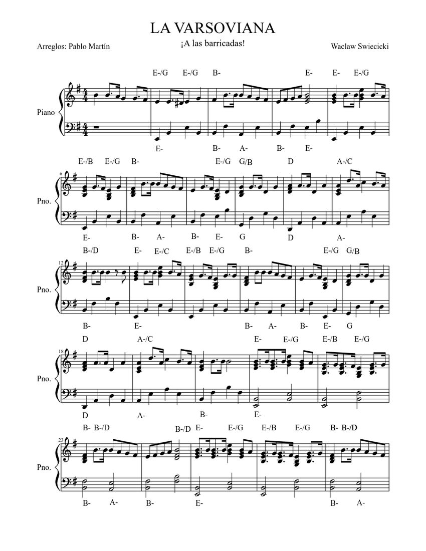 La Varsoviana Sheet music for Piano | Download free in PDF or MIDI ...