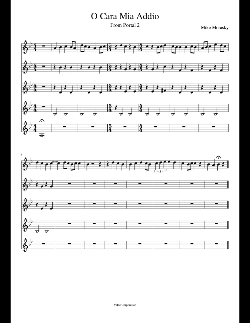 O Cara Mia Addio sheet music for Percussion download free in PDF or MIDI