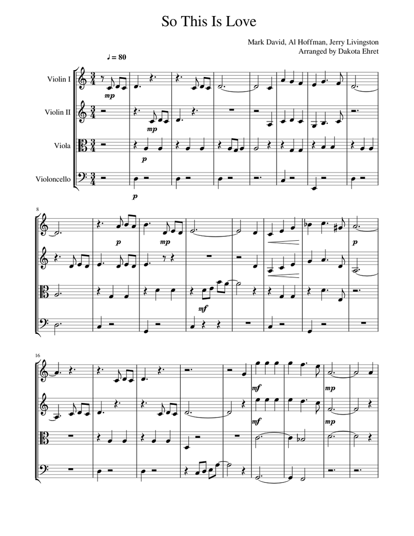So This Is Love Sheet music for Violin, Viola, Cello | Download free in ...