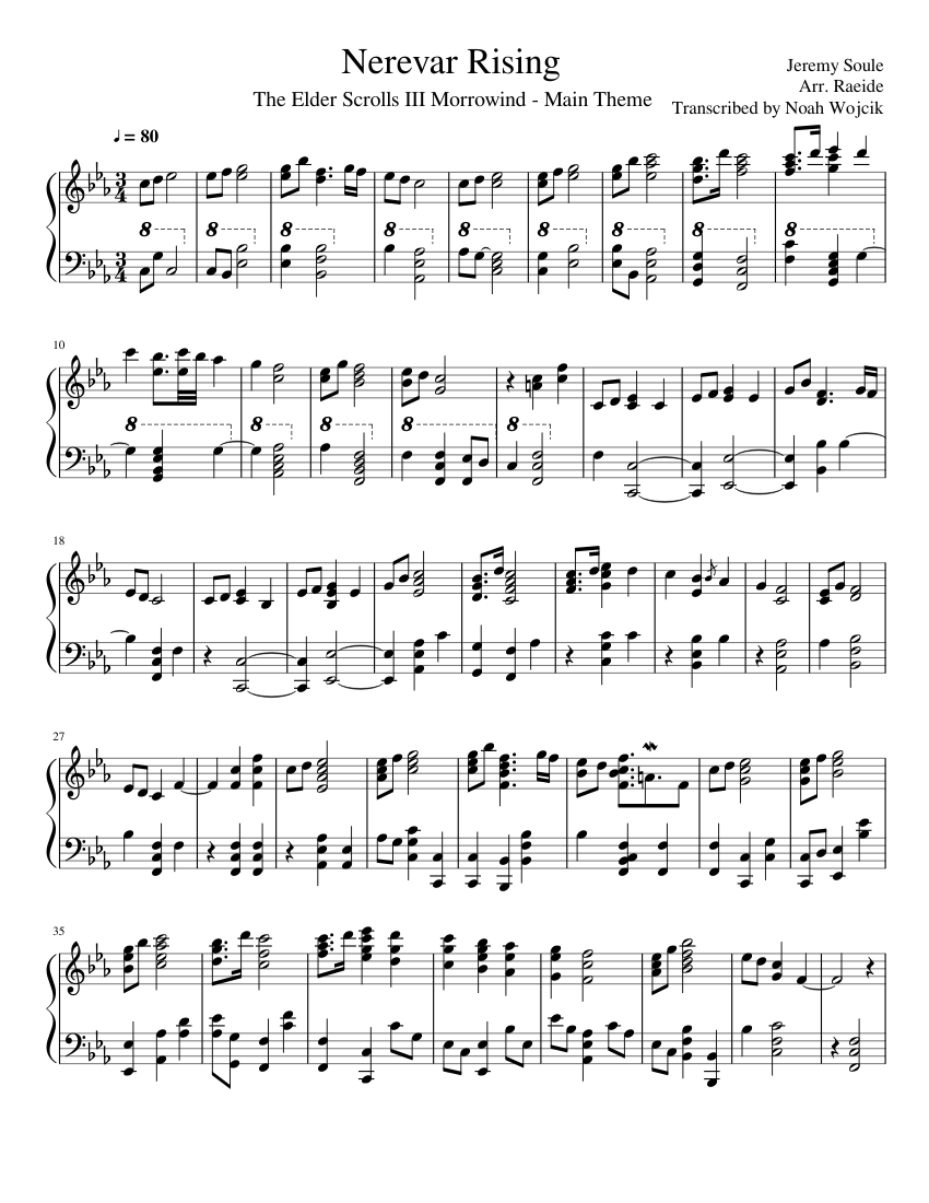 Nerevar Rising sheet music for Piano download free in PDF or MIDI