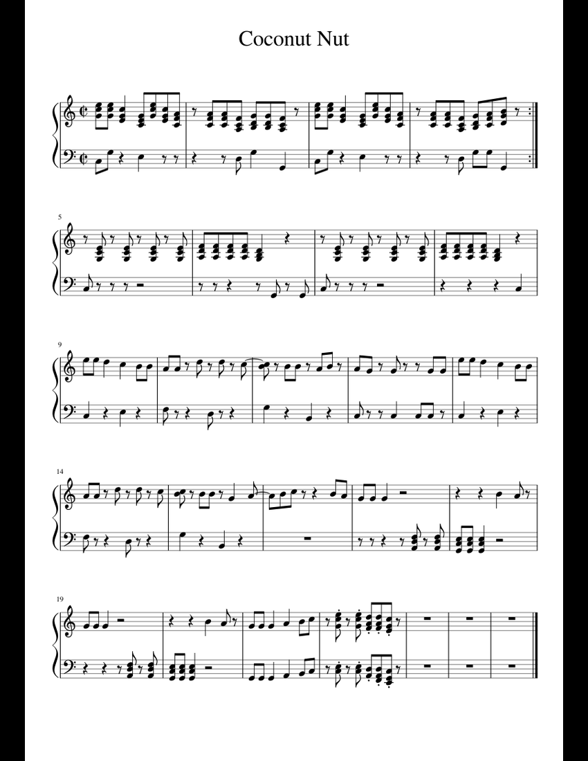 Coconut Nut sheet music for Piano download free in PDF or MIDI