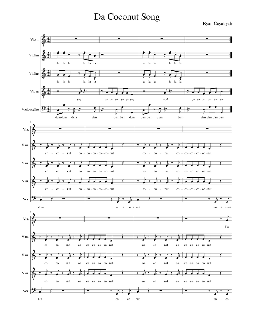 Da Coconut Song Sheet music for Violin (Solo) | Musescore.com