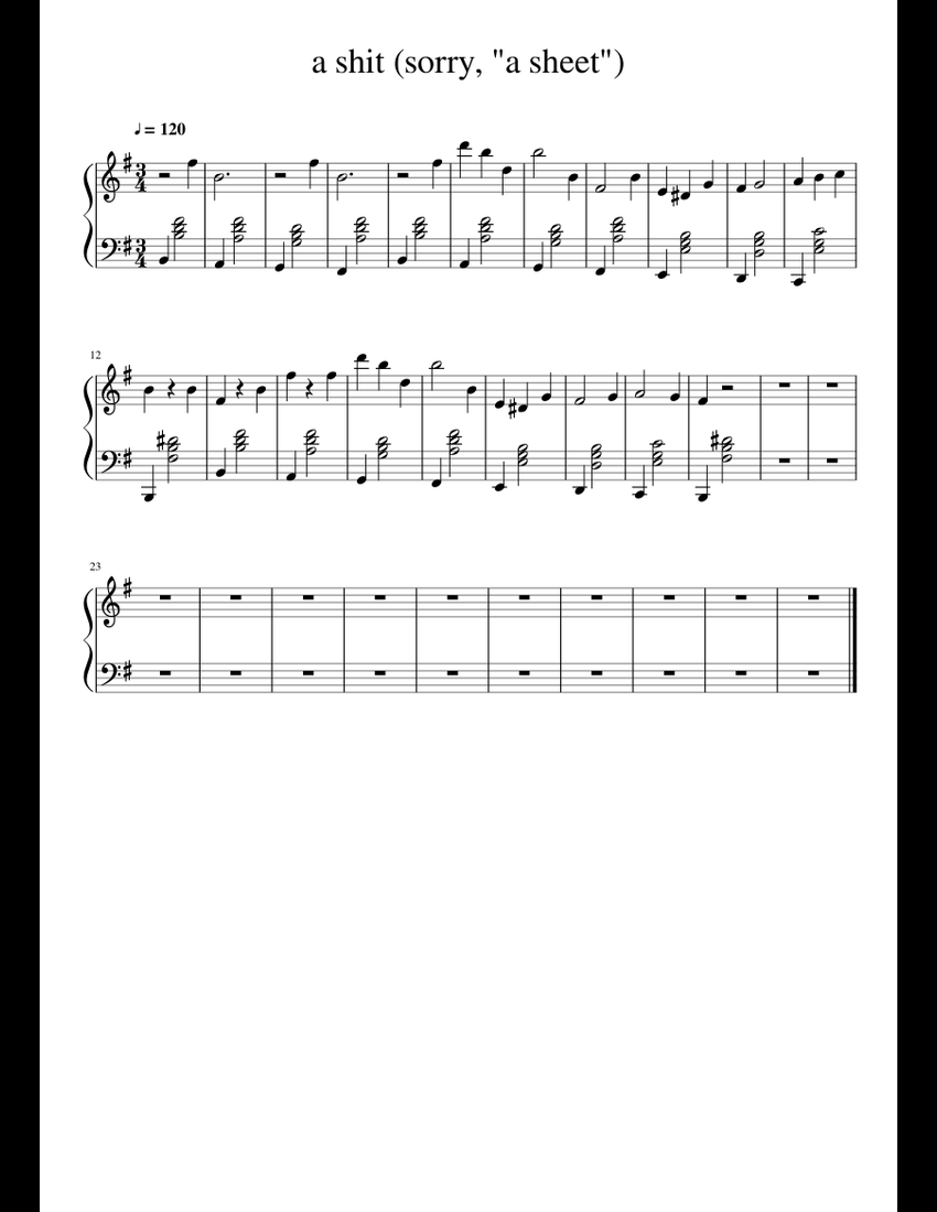 A shit sheet music for Piano download free in PDF or MIDI
