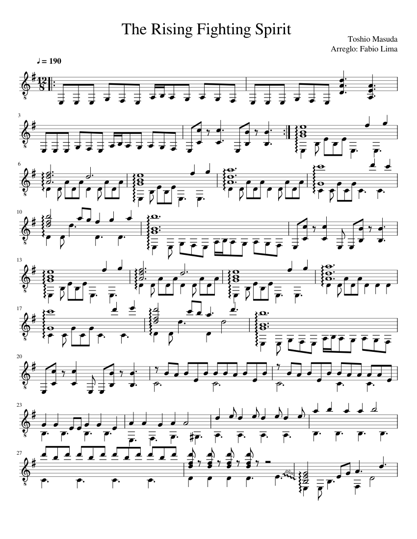 The Rising Fighting Spirit- Naruto OST (Guitarra Clásica) sheet music ...