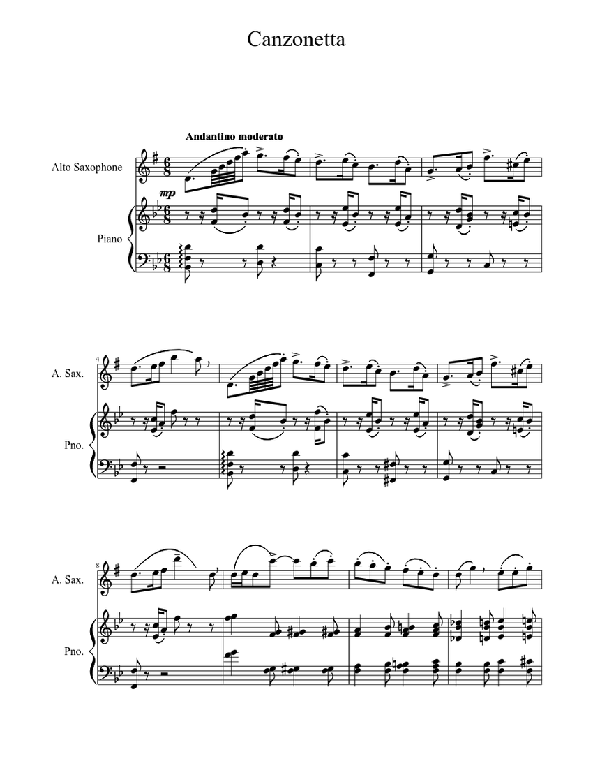 Canzonetta Sheet music for Cornet (Solo) | Musescore.com