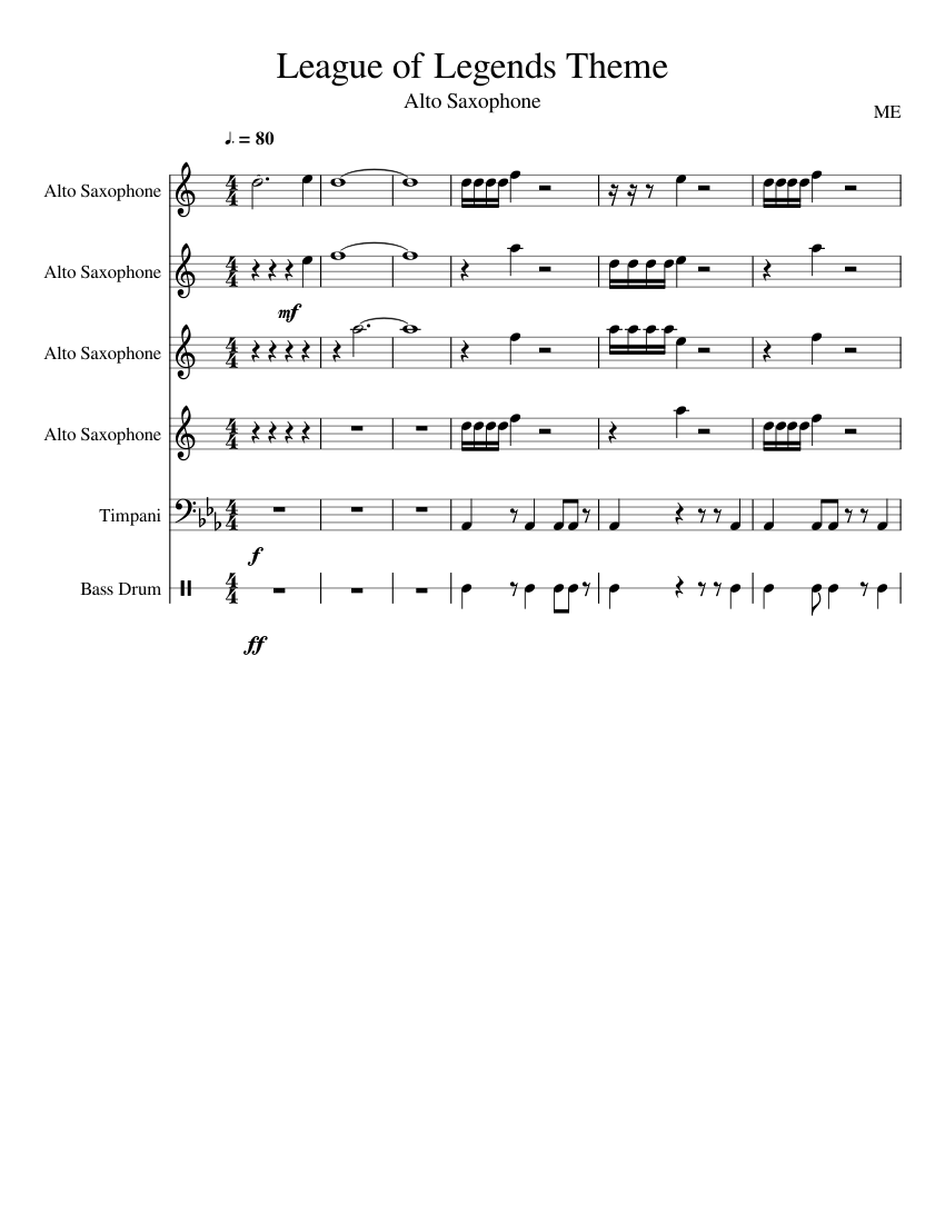 League of Legends Theme Sheet music for Alto Saxophone | Download free ...