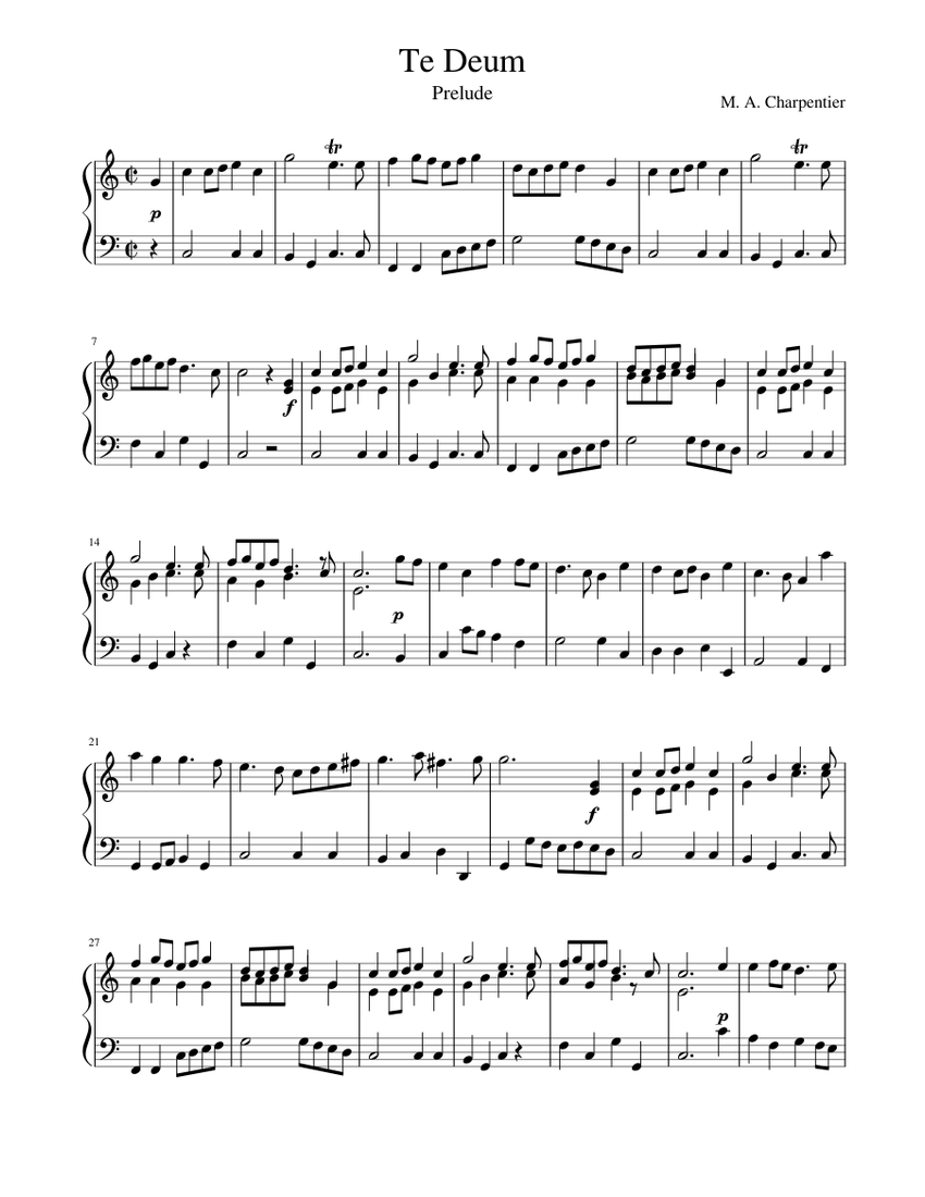 Prelude to Te Deum in C Major // CHARPENTIER Sheet music for Organ | Download free in PDF or ...