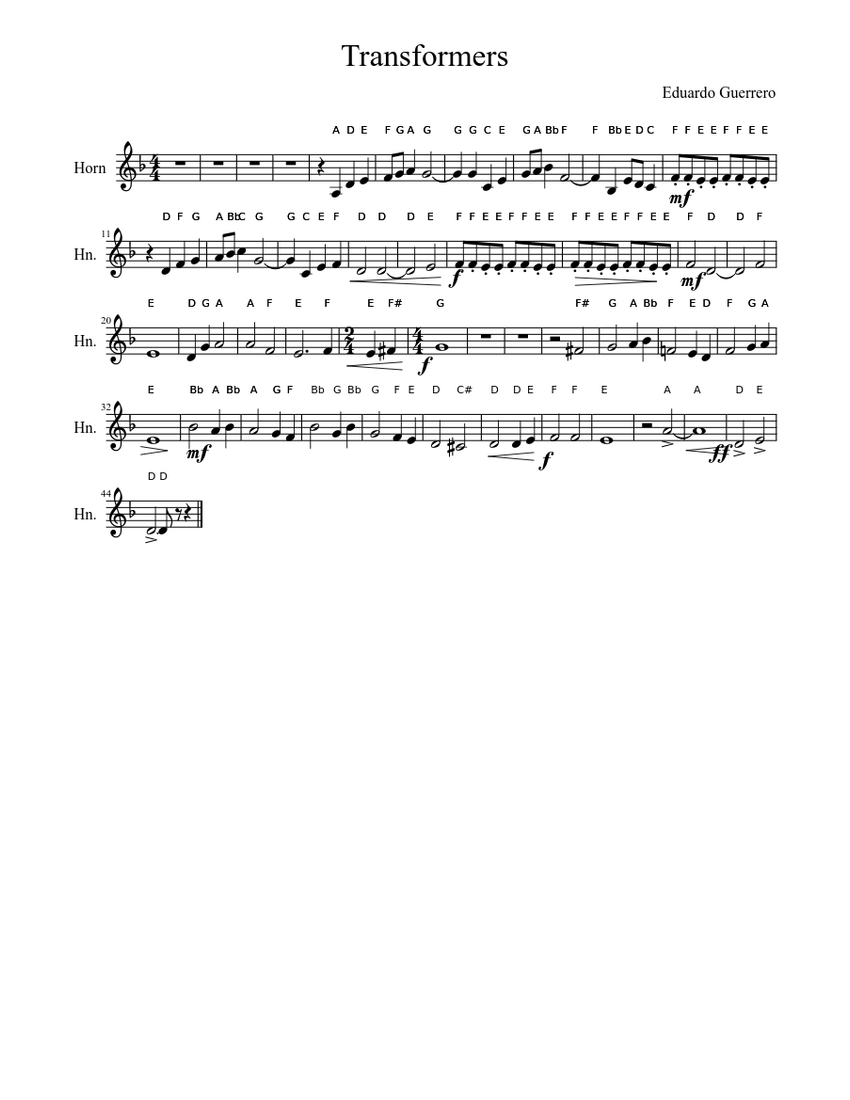 Transformers Sheet music | Download free in PDF or MIDI | Musescore.com