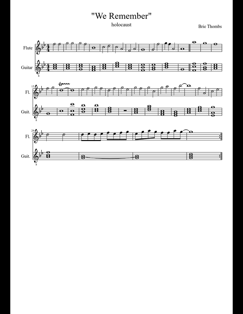 "We Remember" sheet music for Flute, Guitar download free in PDF or MIDI