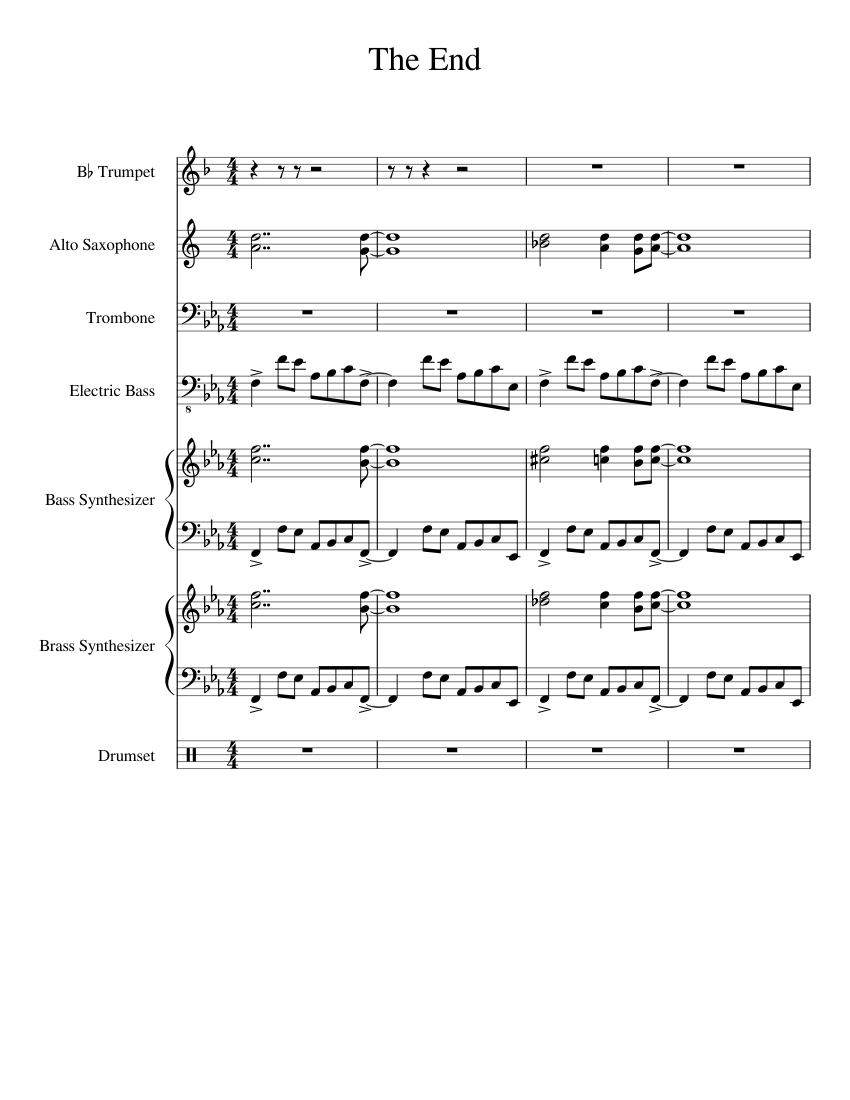 The End Sheet music for Trumpet (In B Flat), Trombone, Drum Group ...