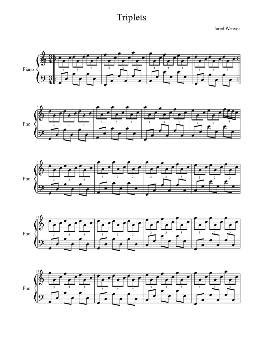 Triplets Sheet music for Piano (Solo) | Musescore.com