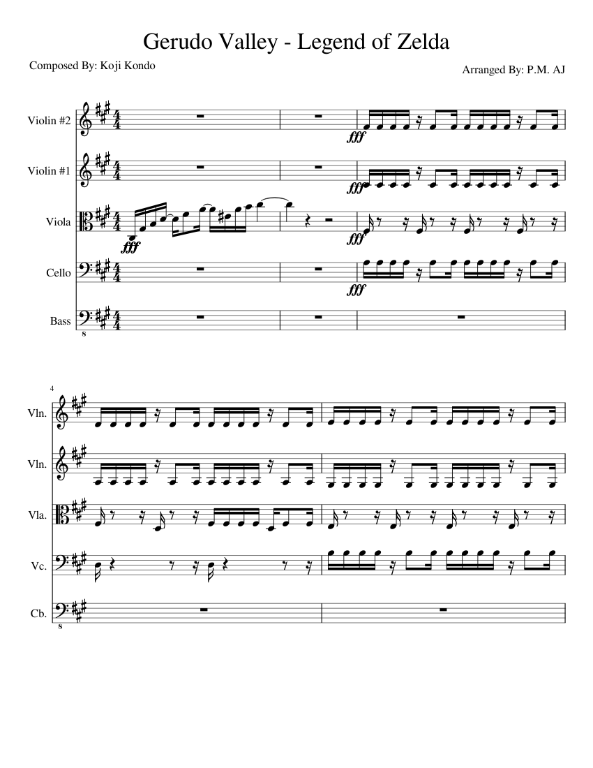 Gerudo Valley - Theme from The Legend of Zelda Ocarina of Time sheet ...