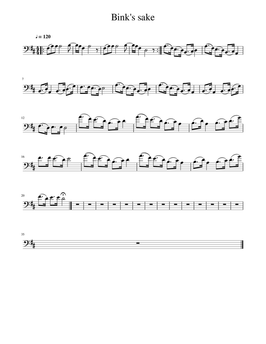 Bink's Sake Sheet music for Cello | Download free in PDF or MIDI ...