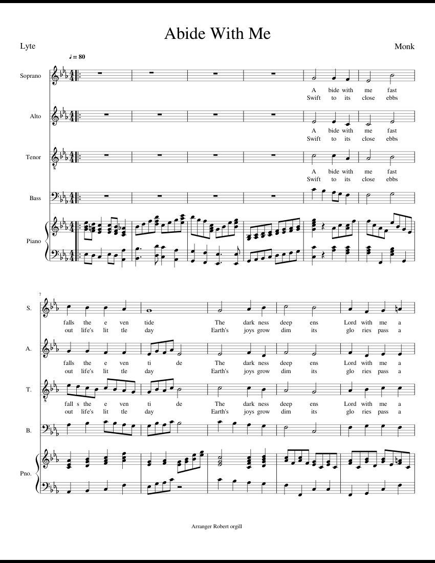 Abide With Me sheet music for Piano, Voice download free in PDF or MIDI