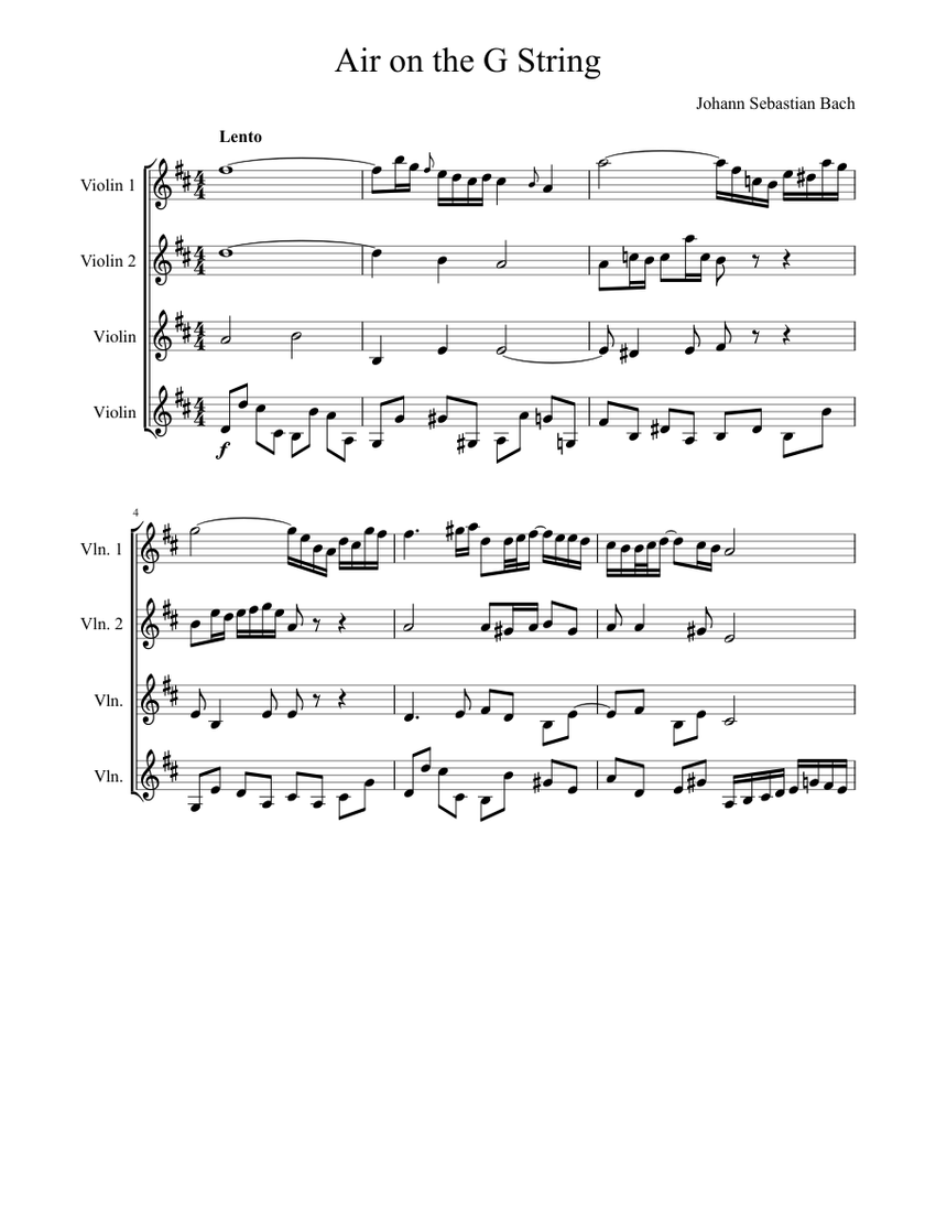 Air on The G String Sheet music for Violin | Download free in PDF or ...