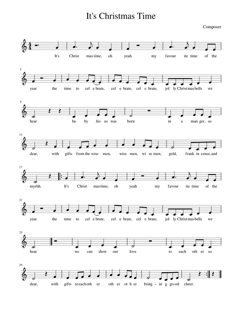 It's Christmas time Sheet music for Piano (Solo) | Musescore.com