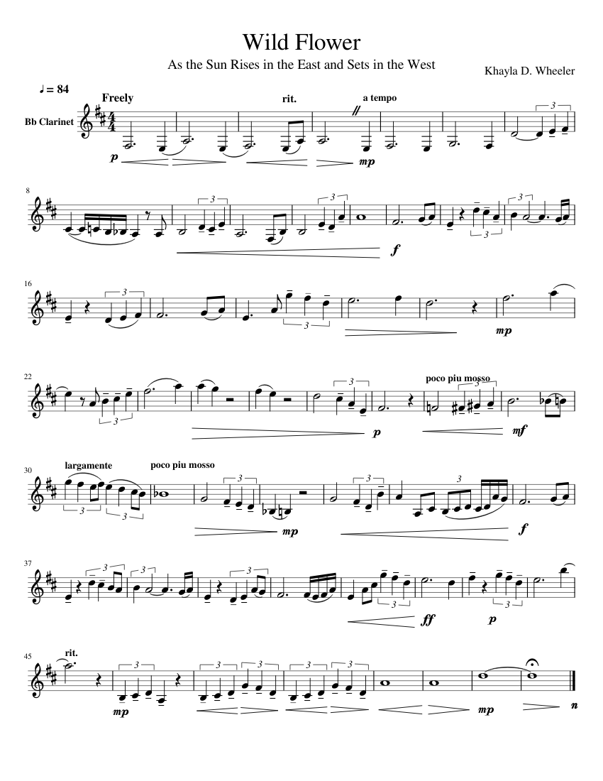 Wild Flower Sheet music for Clarinet (In B Flat) (Solo) | Musescore.com