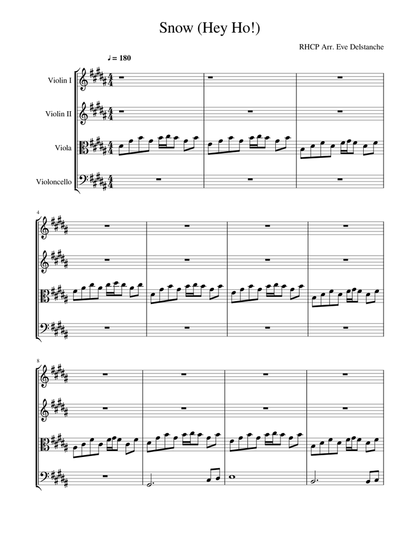 Snow (Hey Ho) Sheet music for Violin, Viola, Cello | Download free in ...