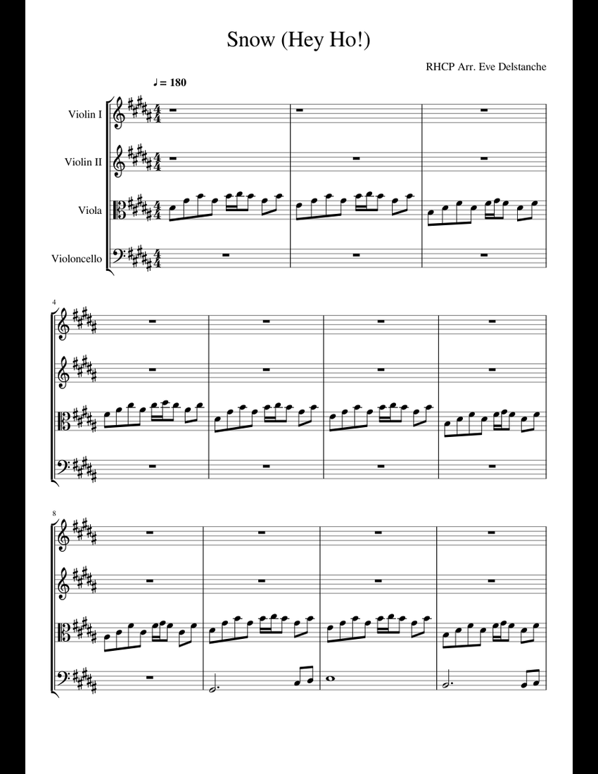 Snow (Hey Ho) sheet music for Violin, Viola, Cello download free in PDF ...