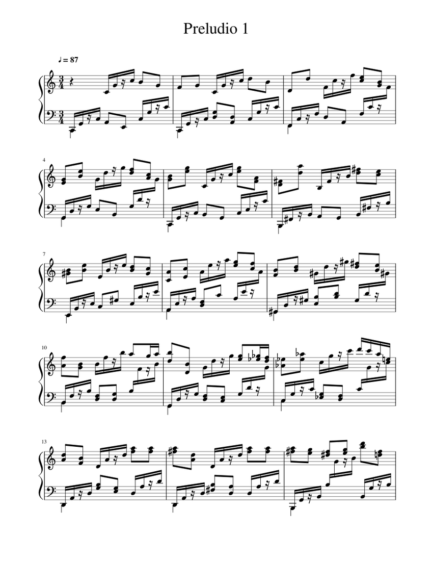 Preludio 1 Sheet music for Piano (Solo) | Musescore.com