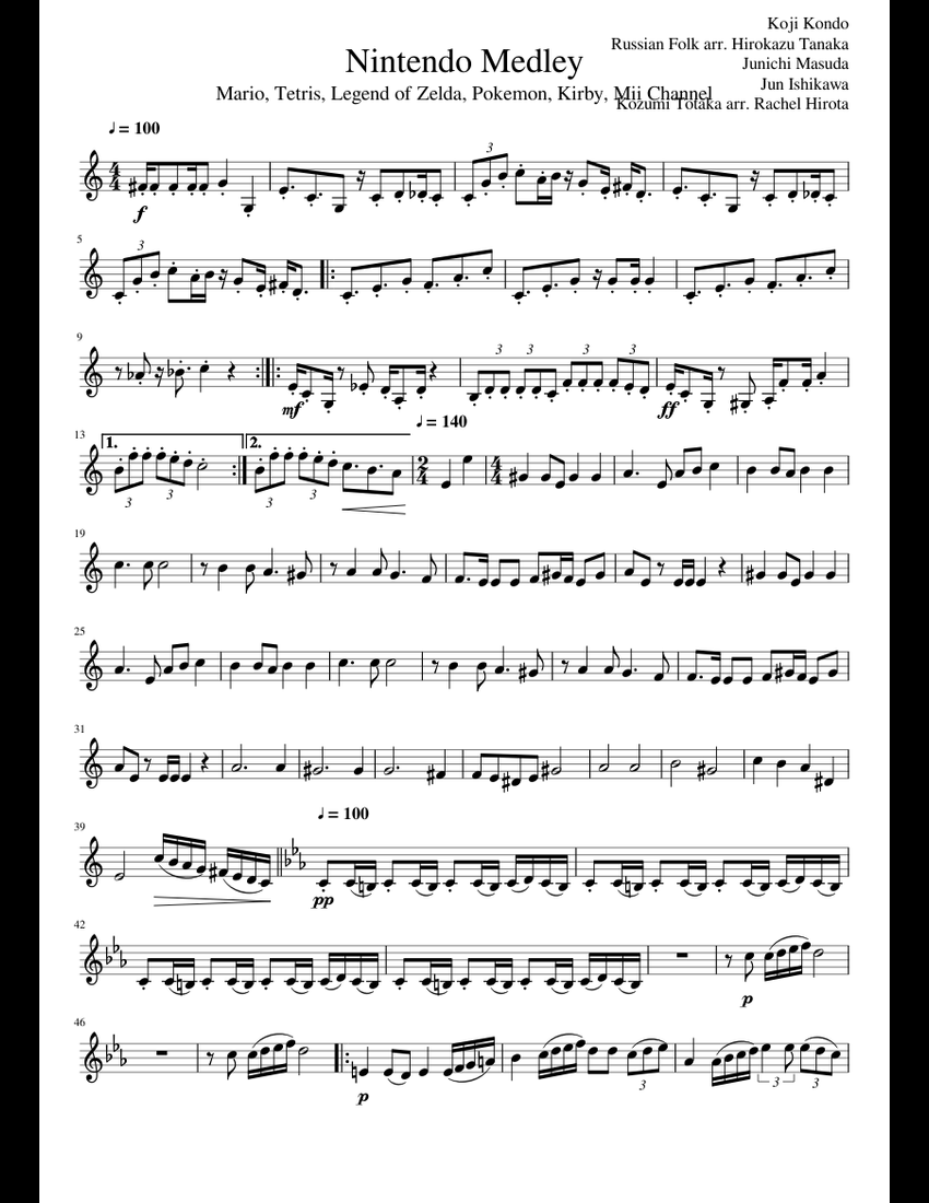 Nintendo Medley Violin 2 sheet music for Violin download free in PDF or ...